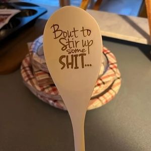 Dining | Nwt 1pc Handmade Wooden Spoon Laser Engraved Bout To Stir Up ...